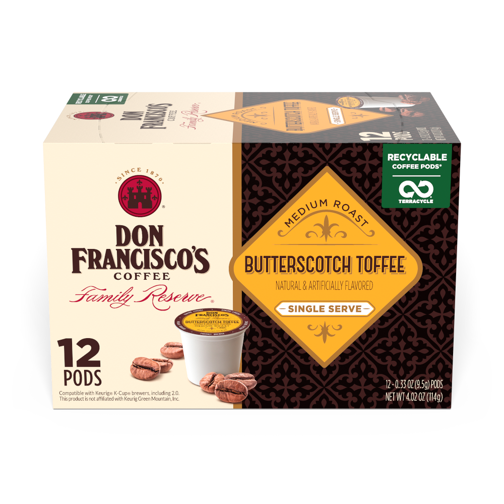 Butterscotch Toffee Coffee Pods – Don Francisco's Coffee